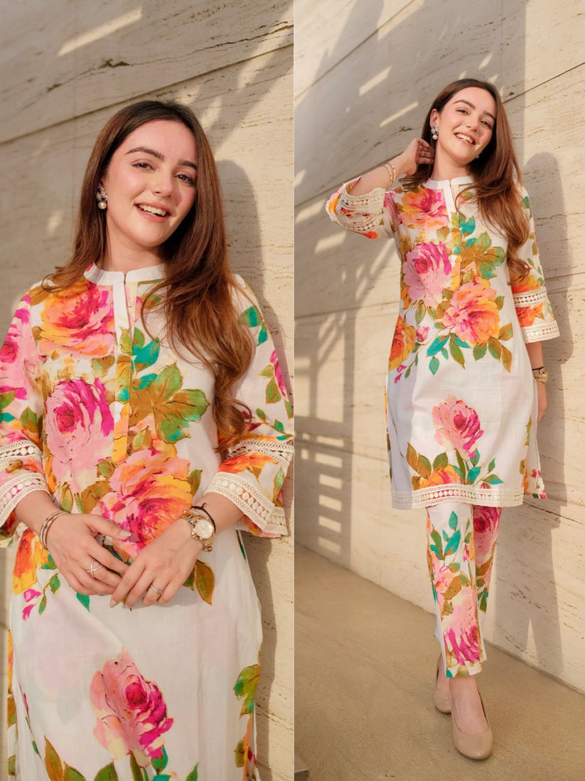 Flower Printed Attractive Kurta Set D6054 – Thekharidari.in